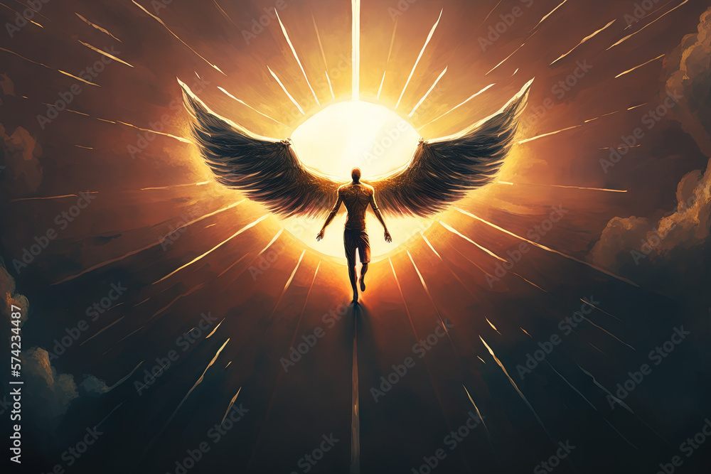 Icarus flying to the sun, a character from Greek mythology, Generative ...