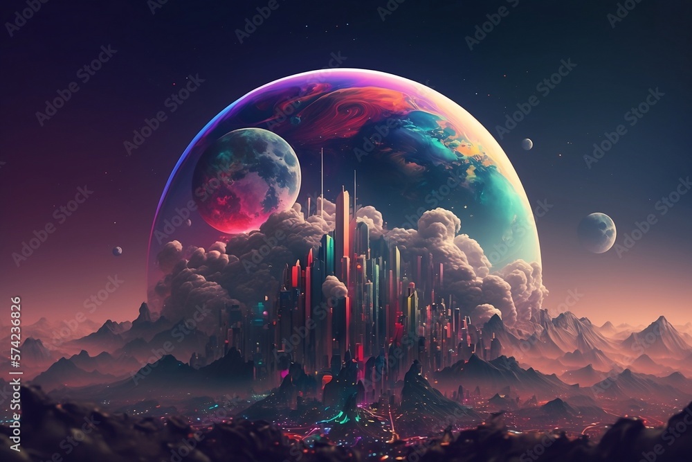 alien planet earth,the city of the planet Earth. digital art ...