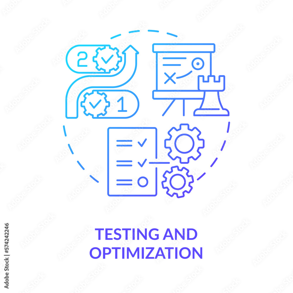 Testing and optimization blue gradient concept icon. Improvement ... Testing and optimization blue gradient concept icon. Improvement ...