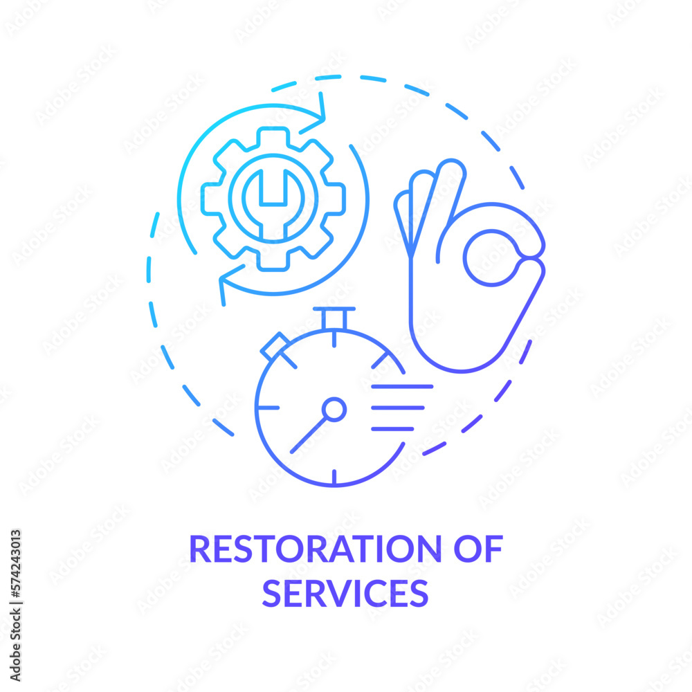 Restoration of services blue gradient concept icon. Quick process ...