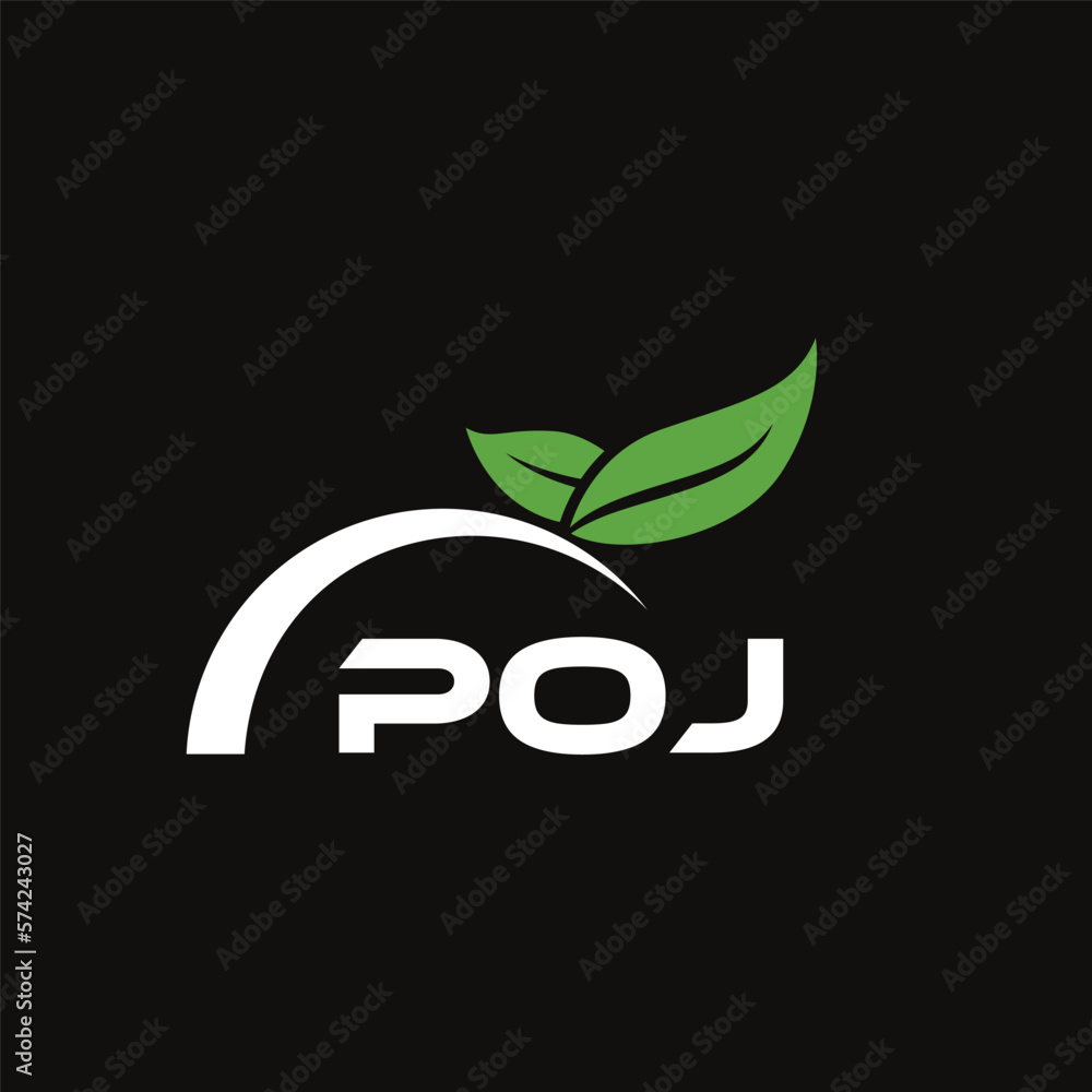 POJ letter nature logo design on black background. POJ creative ...
