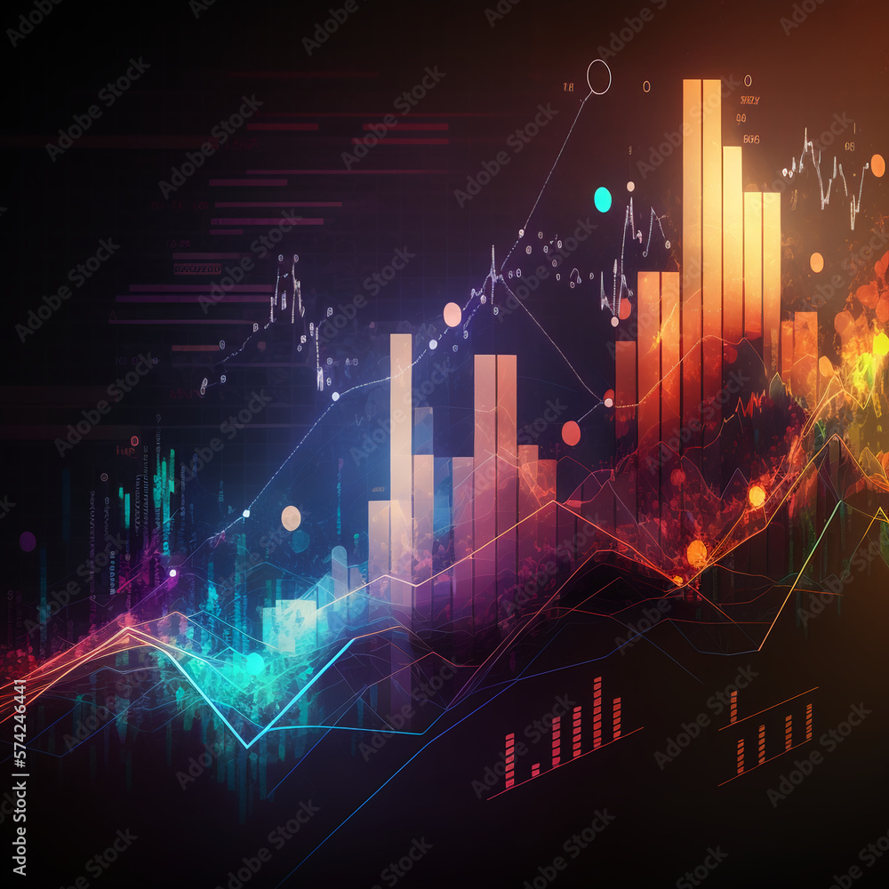 Growth financial business graph on digital metaverse technology ...