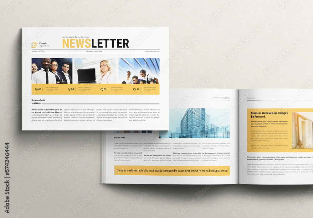 Company Newsletter Template Landscape Stock Template | Adobe Stock
