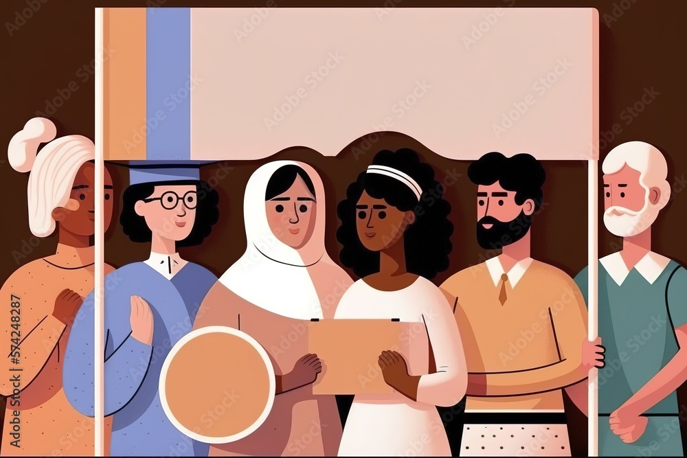 Multiethnic and multicultural group of people standing together for the ...