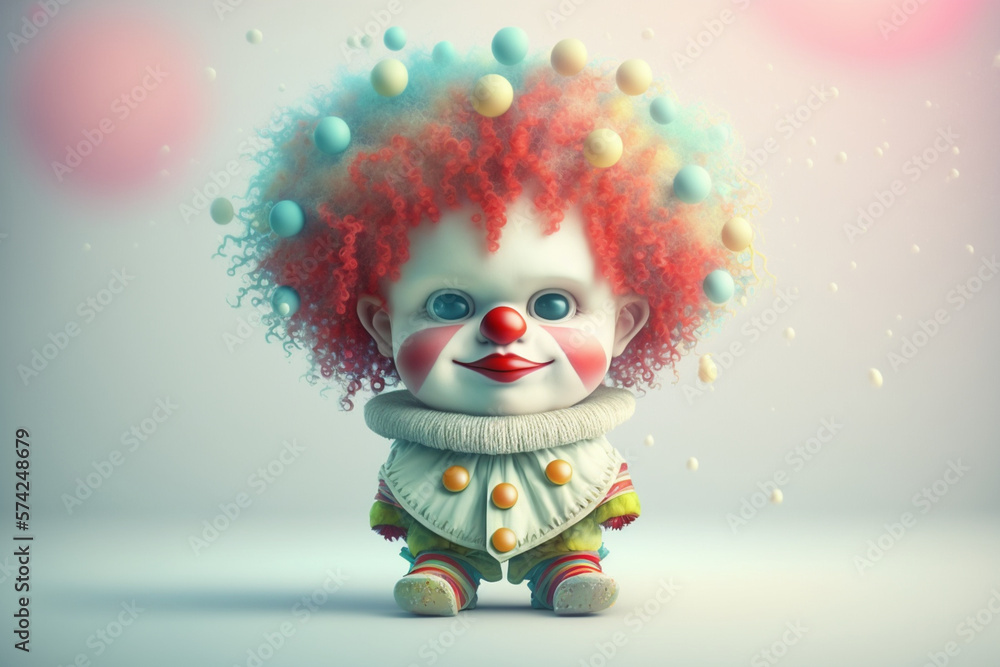 Funny wacky colorful clown on a solid flat background. AI generated ...