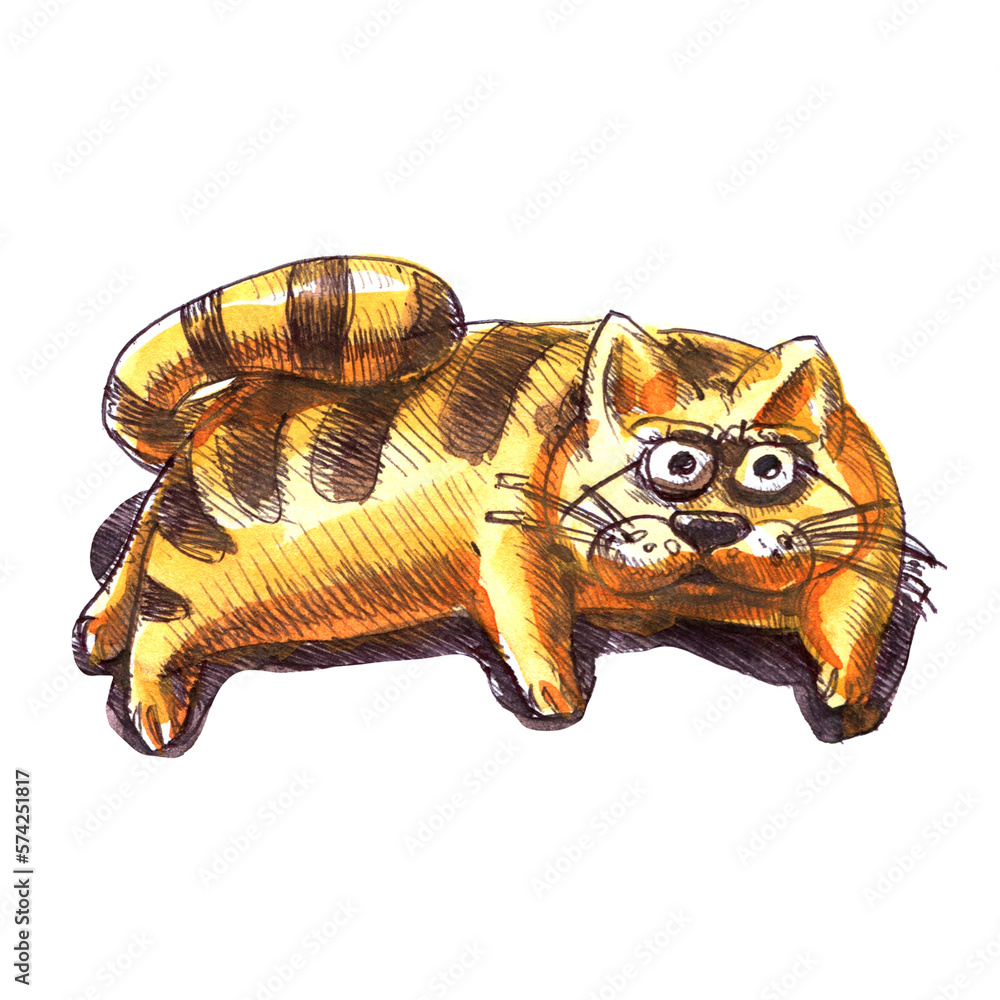 Cute cat Cartoon cat character looking into camera front view isolated ...