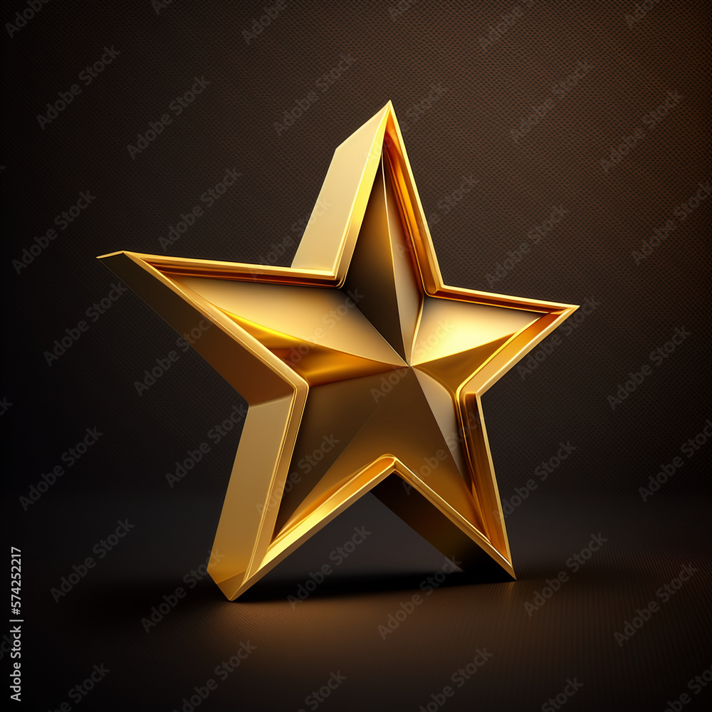 Gold star rating review isolated on best quality 3d background with ...