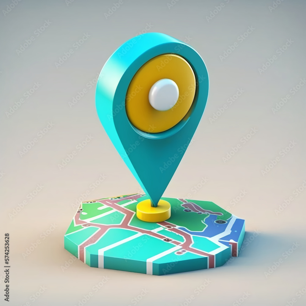 location pin mark map navigation on search icon 3d background with gps global position system ...