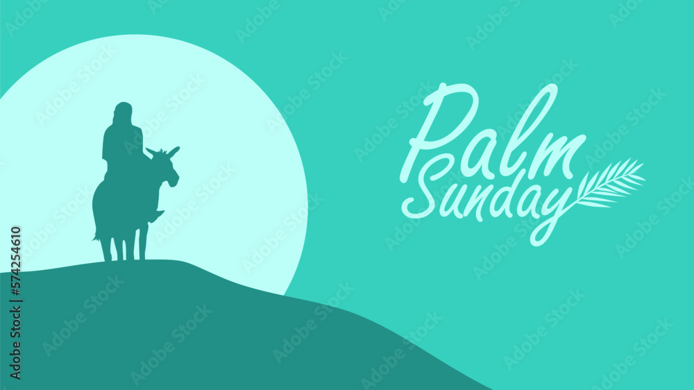 palm sunday banner template with jesus on donkey silhouette Stock ...