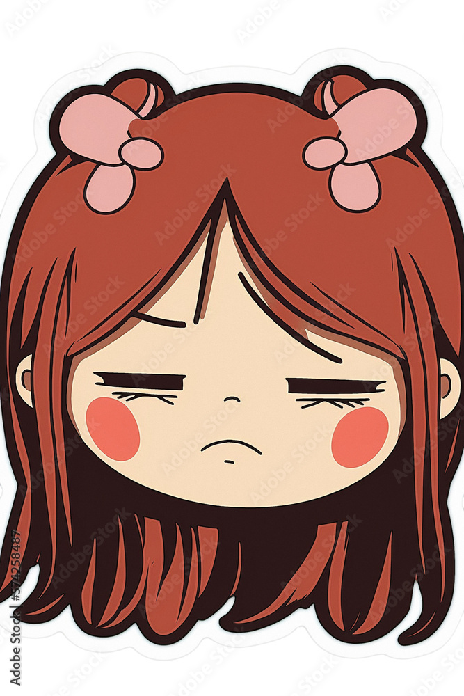 Mirthless anime girl clipart created with Generative AI Tools Stock ...