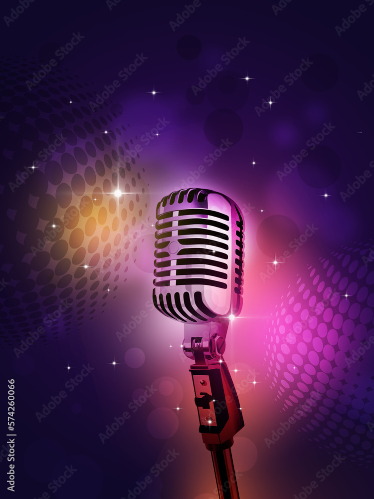 retro microphone disco banner Stock Illustration | Adobe Stock