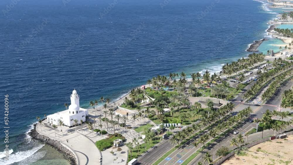 Jeddah , Saudi Arabia - Top view of Jeddah beach - Red Sea corniche by ...