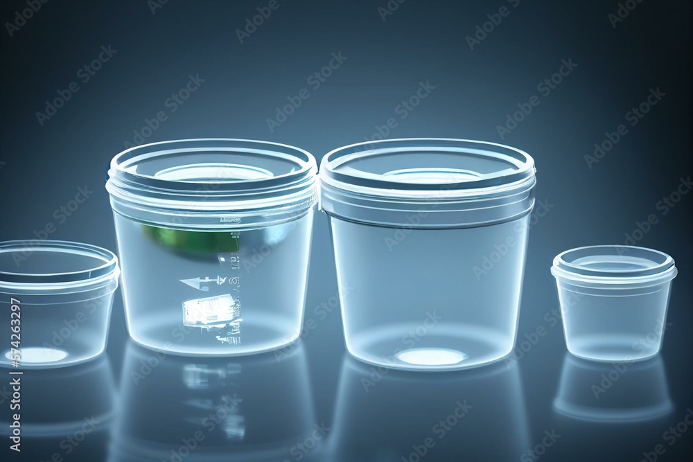 Sterile plastic medical container for medical laboratory analysis close ...