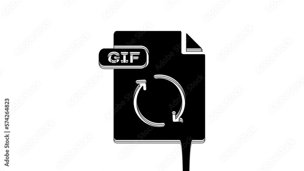 Black GIF file document. Download gif button icon isolated on white ...