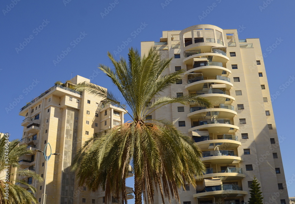 Bold architectural solutions. Modern residential buildings. The ...