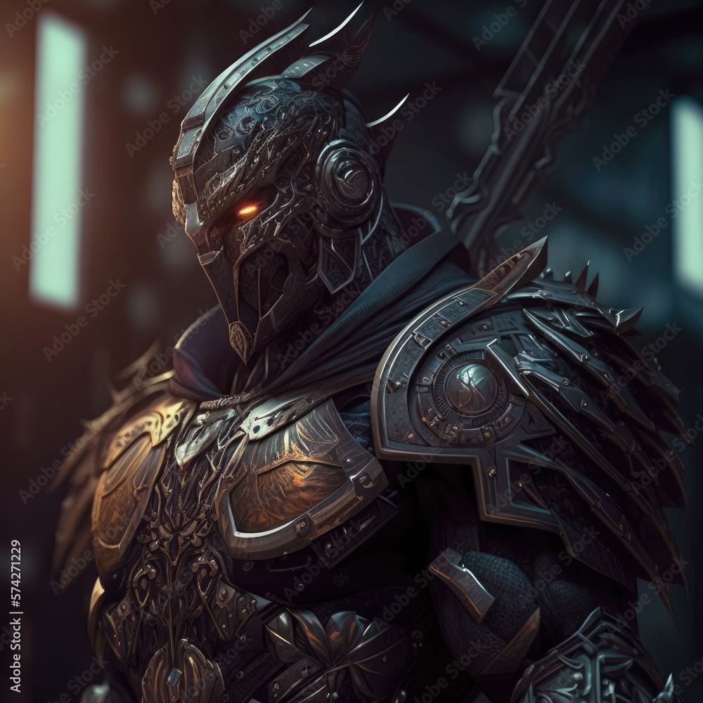 Robot wearing armor knight suit created with generative ai Stock ...