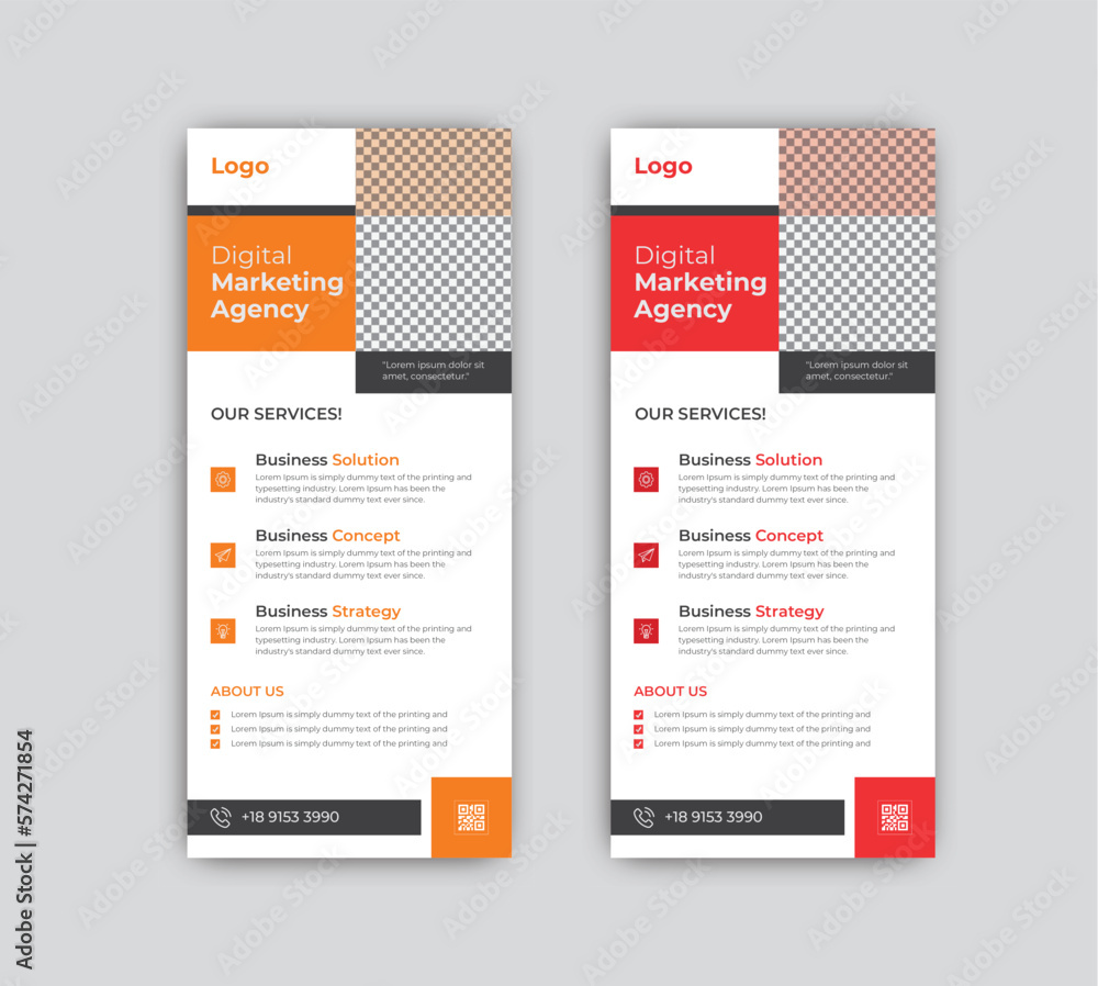 Vector digital marketing modern rack card and dl flyer or roll up ...