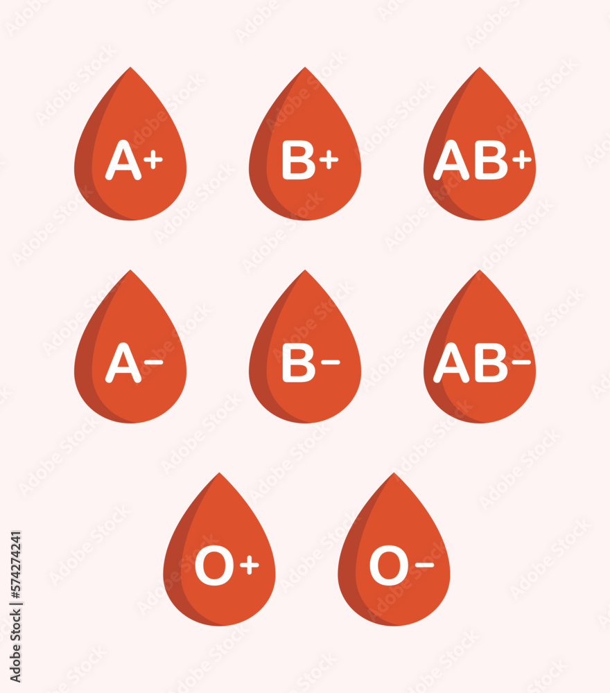 Blood drops with different blood types vector illustration. Stock ...