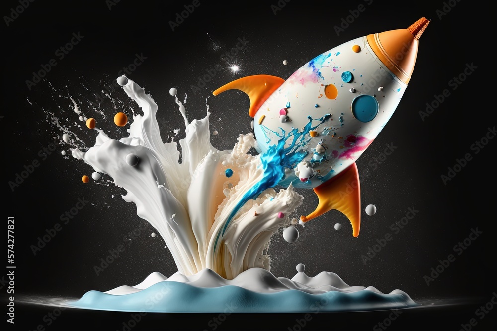 Ilustração do Stock: Splash of milk in form of rocket shape with ...