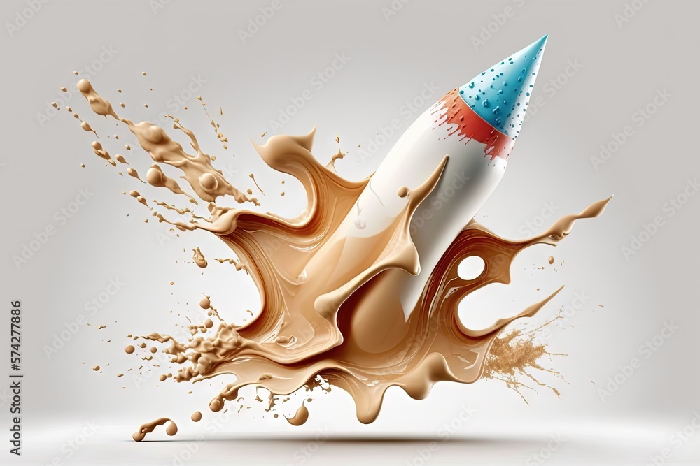 Splash of milk in form of rocket shape with clipping . AI generated art ...