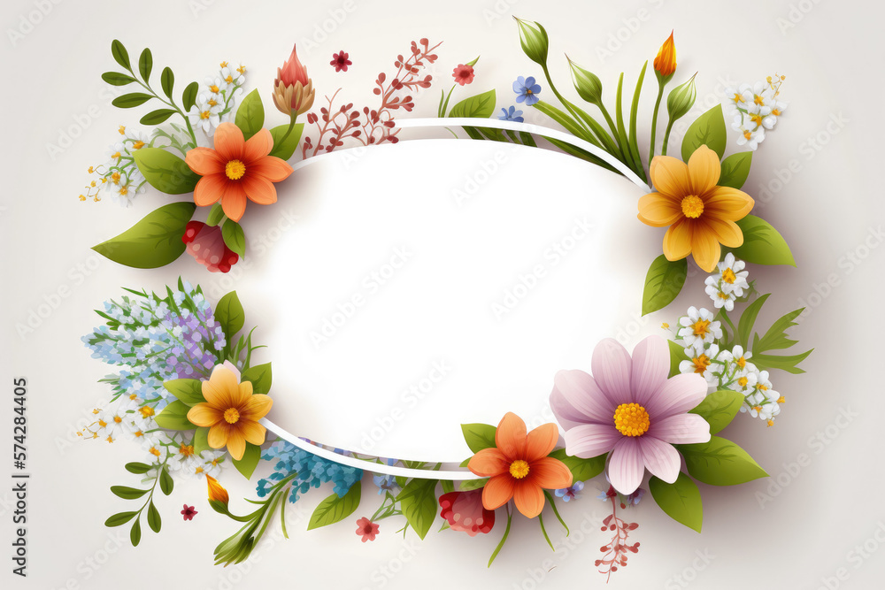 Generative AI Border frame with floral pattern Stock Illustration ...