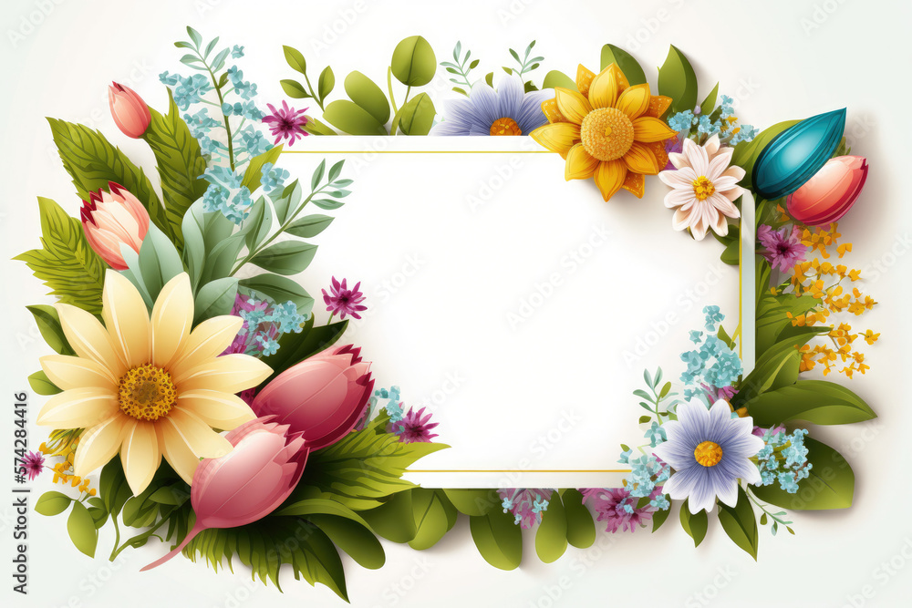 Generative AI Border frame with floral pattern Stock Illustration ...