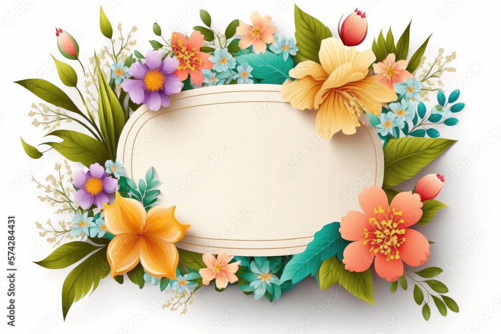 Generative AI Border frame with floral pattern Stock Illustration ...