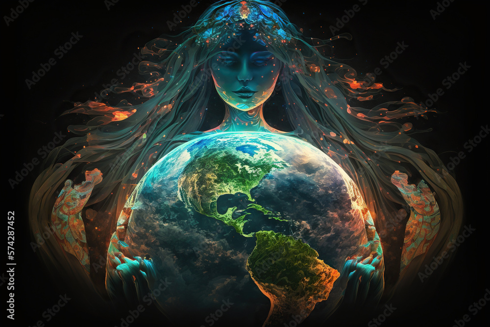 Generative AI.Poster for Mother Earth Day with the image of a beautiful ... Generative AI.Poster for Mother Earth Day with the image of a beautiful ...
