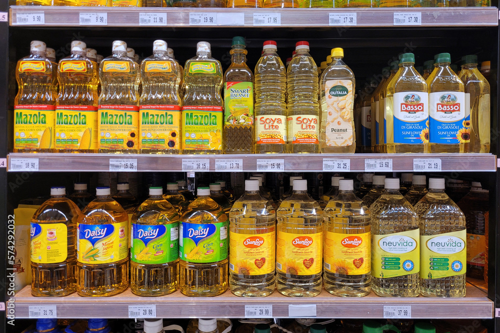 PENANG, MALAYSIA - 22 FEB 2023: Various choices of local and imported ...