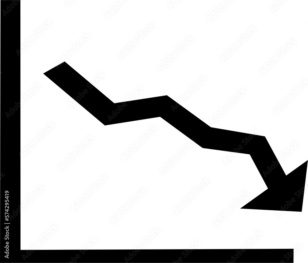 most popular down arrow chart icon, png, transparent. Stock ...