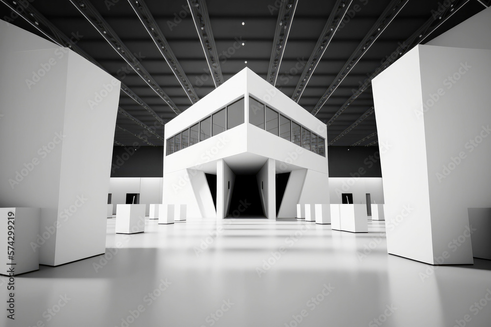 White empty expo hall template for product and business presentation ...