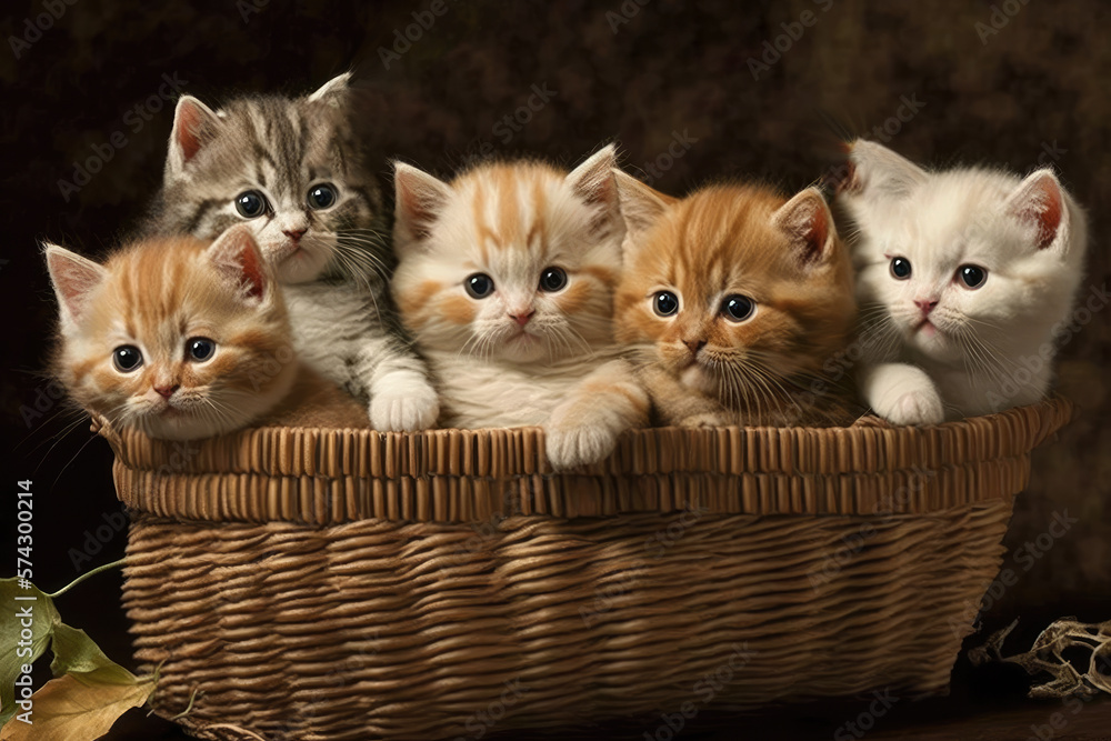 basket of cute baby cats. generative ai Stock Illustration | Adobe Stock