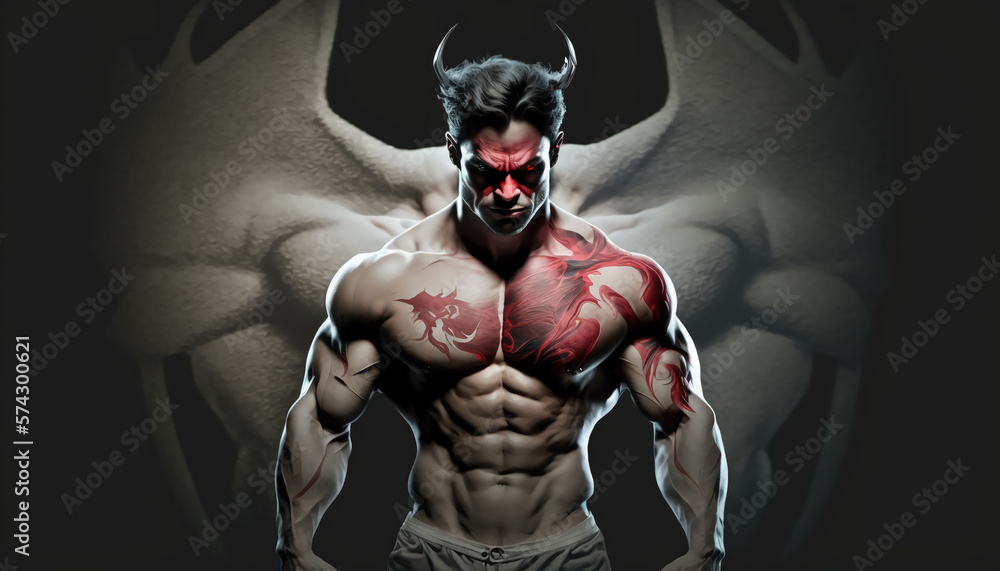 Masculine and very muscular man. Testosterone concept. Gym wallpaper ...