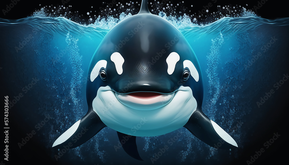Killer whale cartoon illustration. Generative AI. Stock Illustration ...