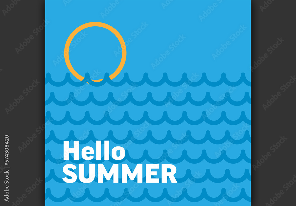 Hello Summer - simple minimalistic Summer holiday poster Stock Template ...