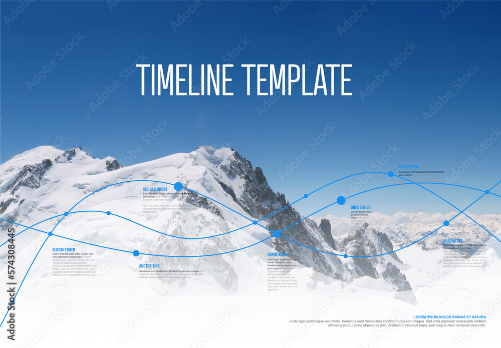Minimalistic light timeline template with photo landscape placeholder ...