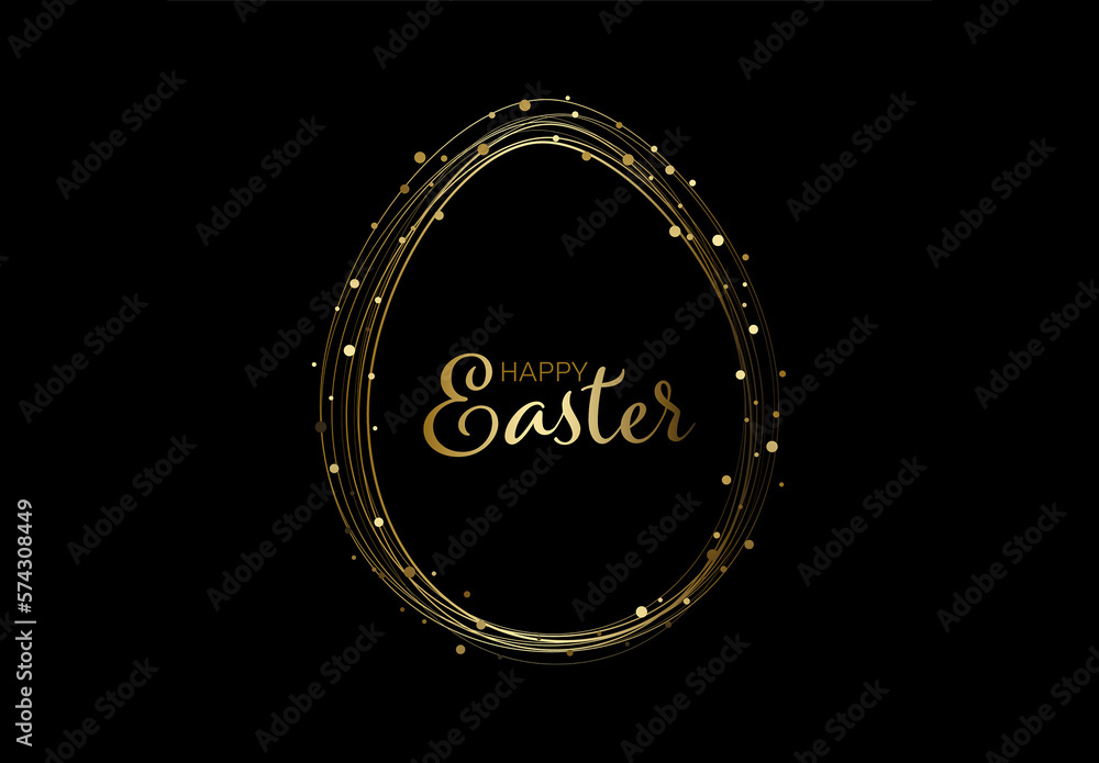 Happy Easter minimalistic black card template with Easter egg made from ...