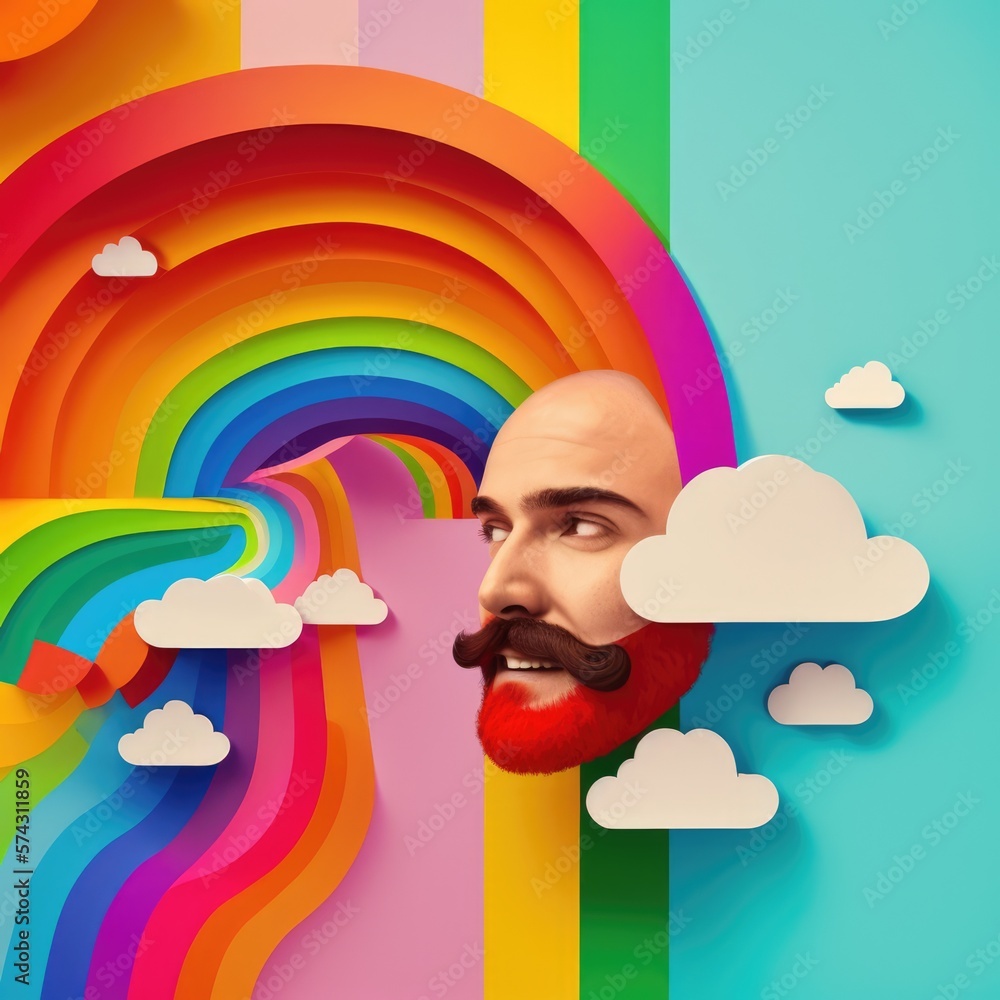 Playful and Colorful: portrait of a playful and colorful person against ...