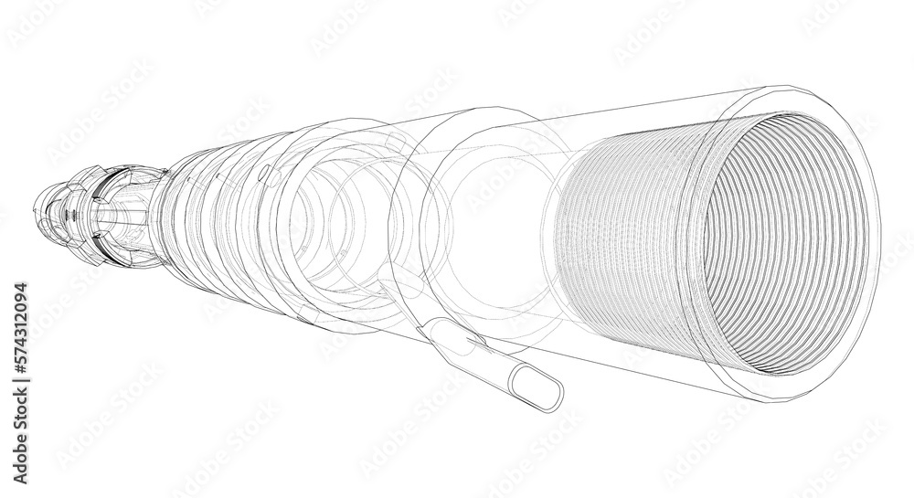 Outline drawing or sketch of cylindrical device Stock Illustration ...