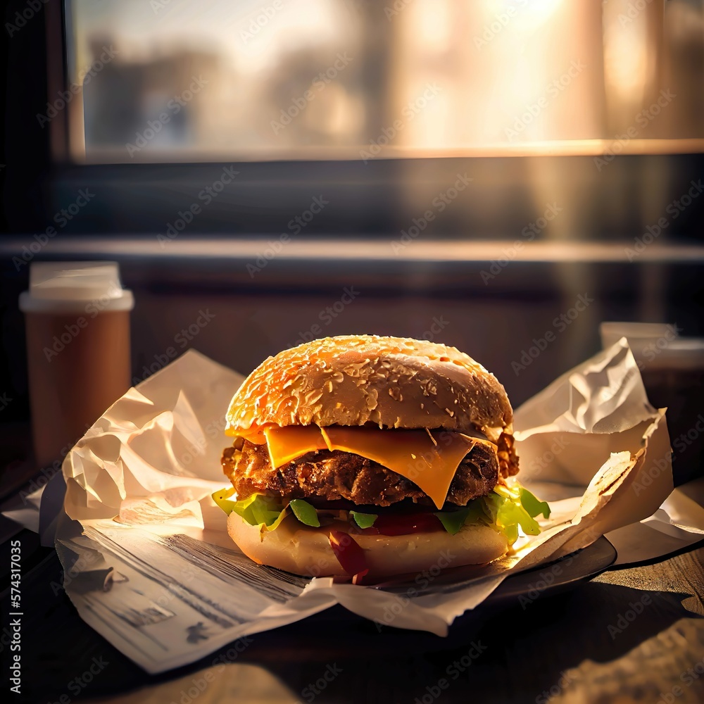 Hamburger, Ketchup and Cheddar Cheese in, 3D, Modern, King, Fast Food ...