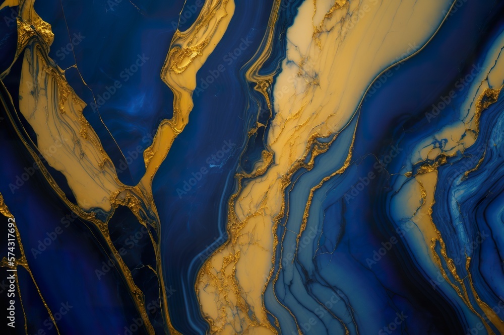 High contrast marble texture - gold, blue background of marble and ...