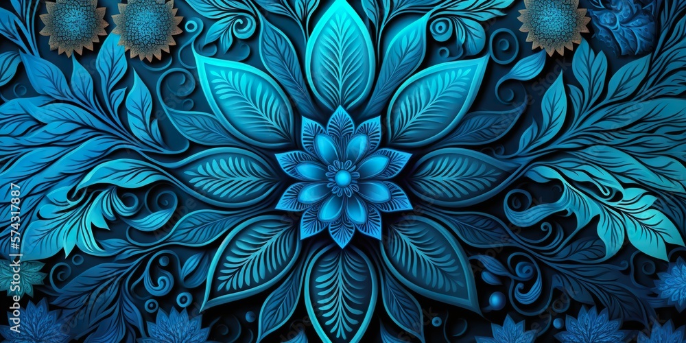 Abstract Design - Blue flower with fractal expression . Element for ...
