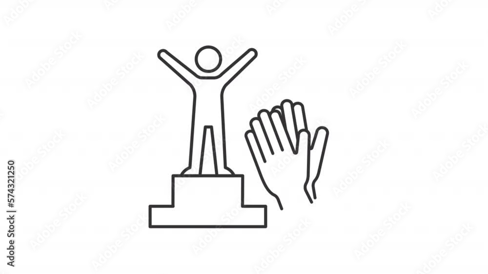 Animated recognition linear icon. Approval motivation. Success and ...
