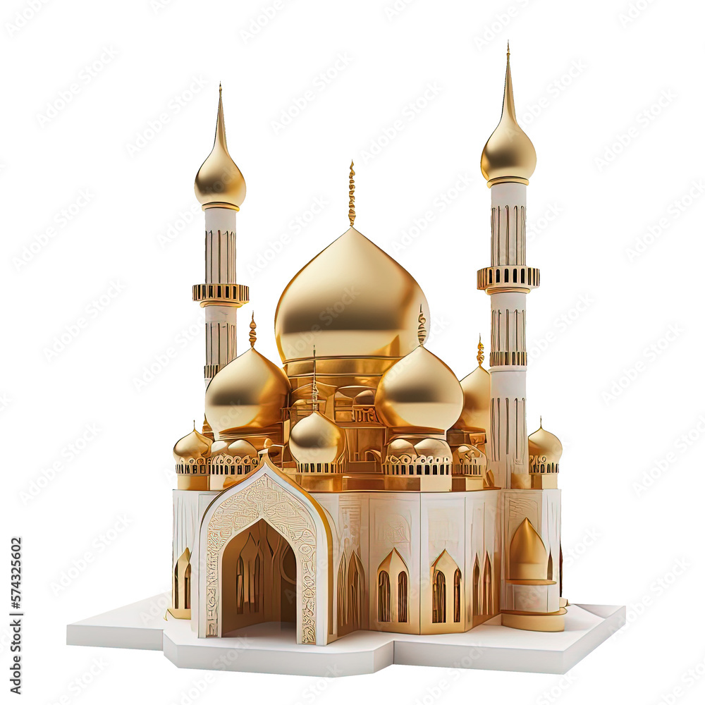 Beauty Gold Architecture of Mosque created with Generative AI ...