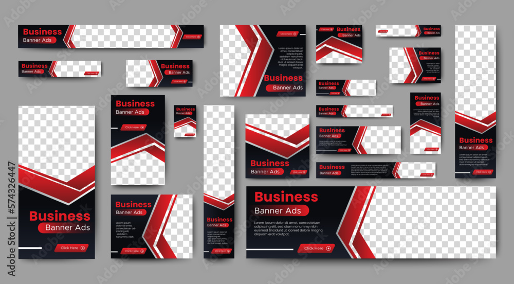 Business banner design web template Set, Horizontal header web banner ...