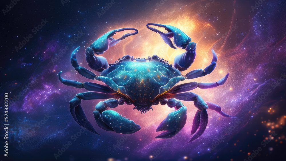 Cancer crab zodiac sign against space nebula background. Astrology ...