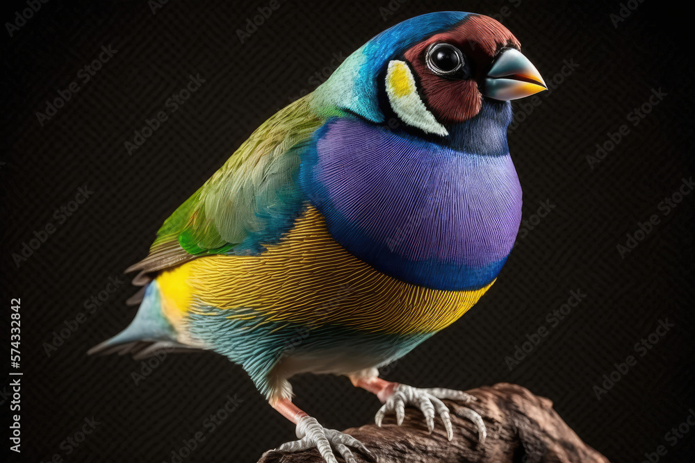 The Gouldian finch (Chloebia gouldiae), also known as the Lady Gouldian ...
