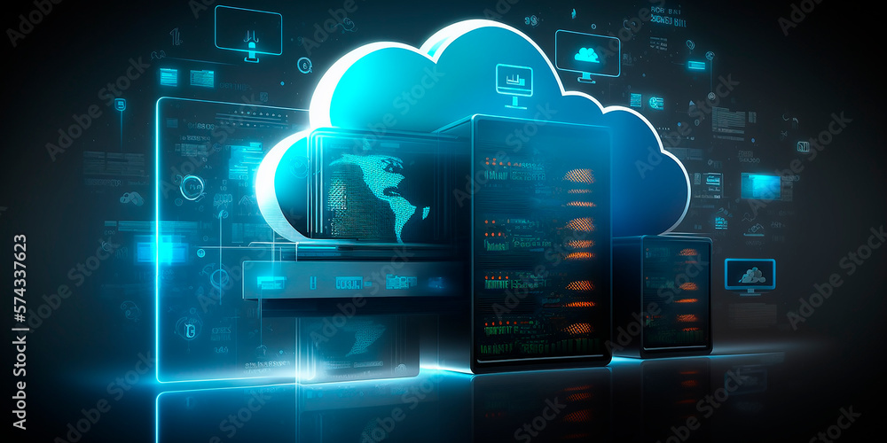 Cloud technology concept. Data center concept. Modern cloud ...