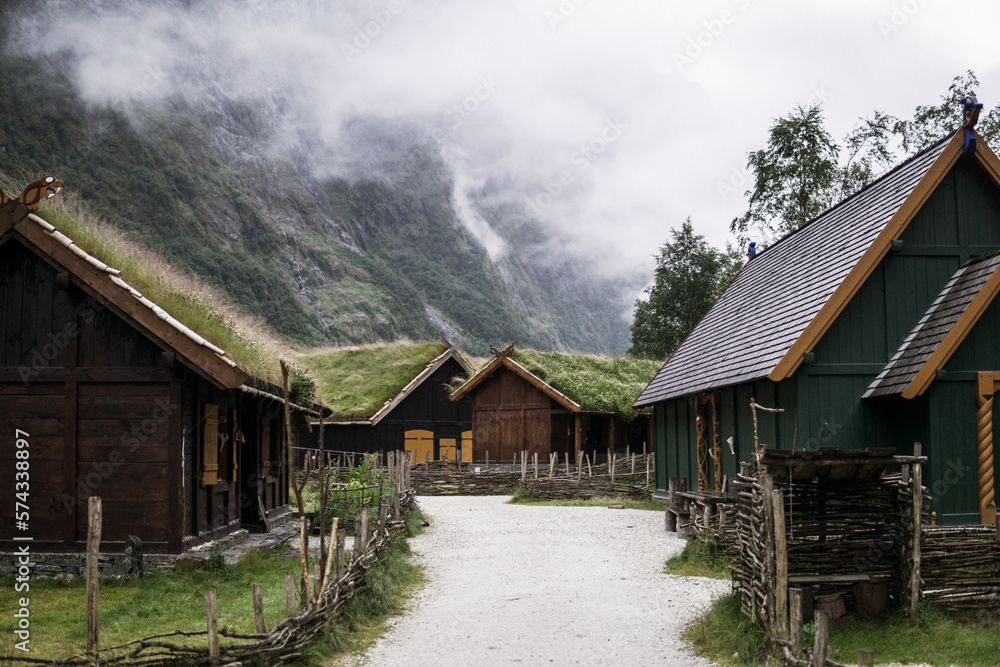 Gudvangen, Norway - a viking cottages in the clouds of Nærøyfjord ...