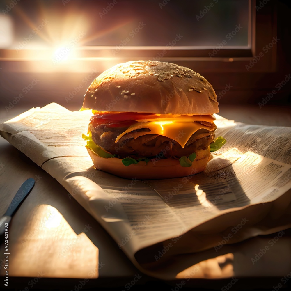 Hamburger, Ketchup and Cheddar Cheese in, 3D, Modern, King, Fast Food ...